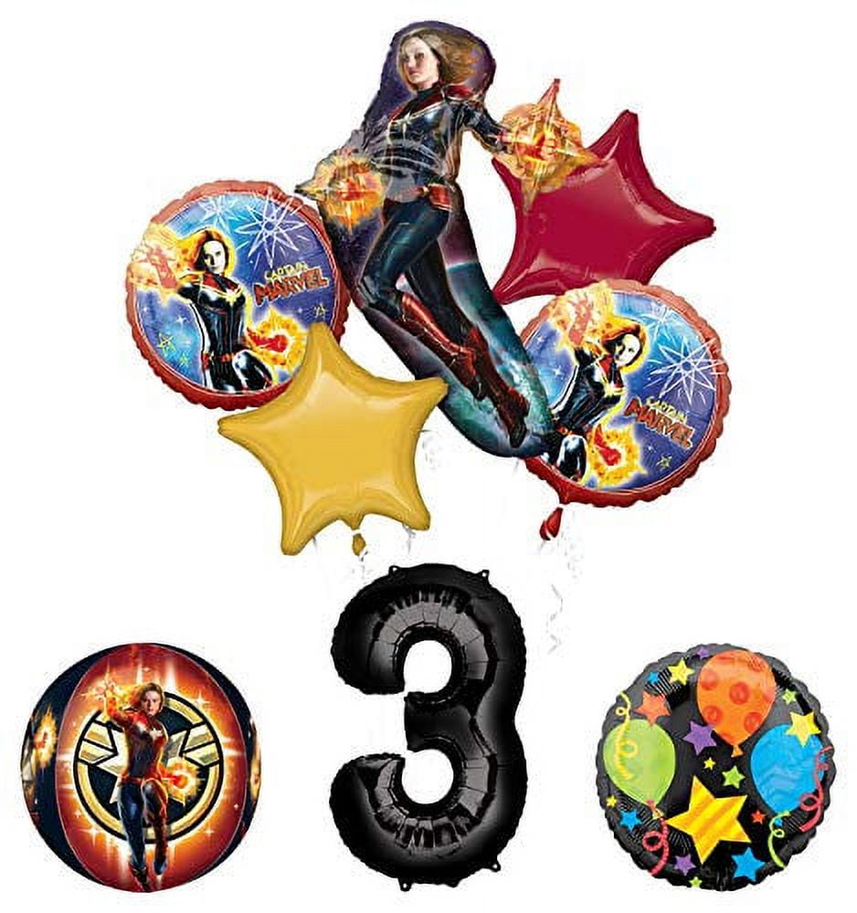 Captain Marvel 3rd Birthday Party Supplies Jubilee and Orbz Balloon ...