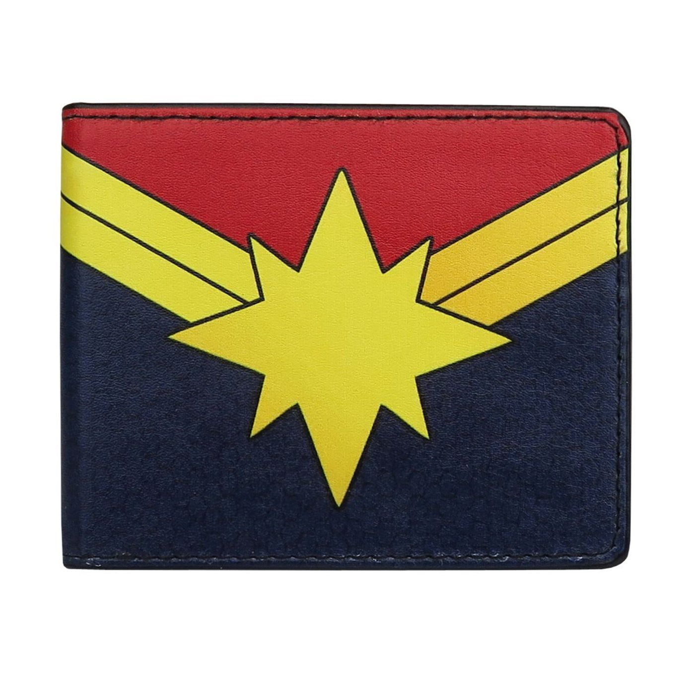 Marvel Comics Wallet, Bifold, Captain Marvel Star Logo Red Gold Blue ...