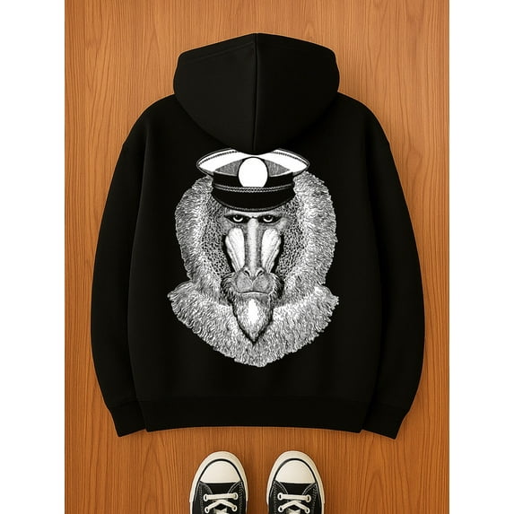 Captain Monkey Hoodie funny hoodies Veteran for men hoodies black ...