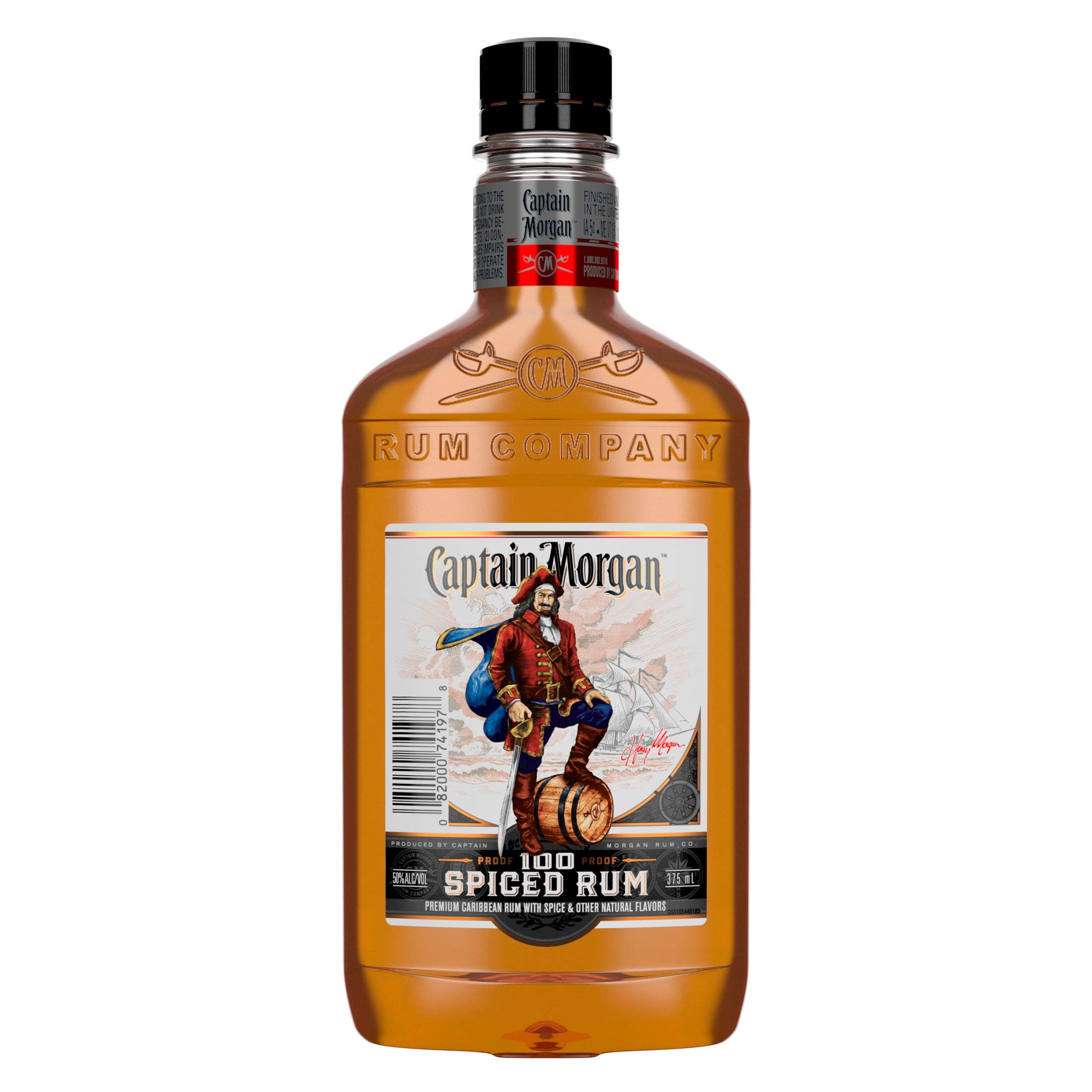 Captain Morgan 100 Proof Spiced Rum, 375 mL, 50% ABV - Walmart.com