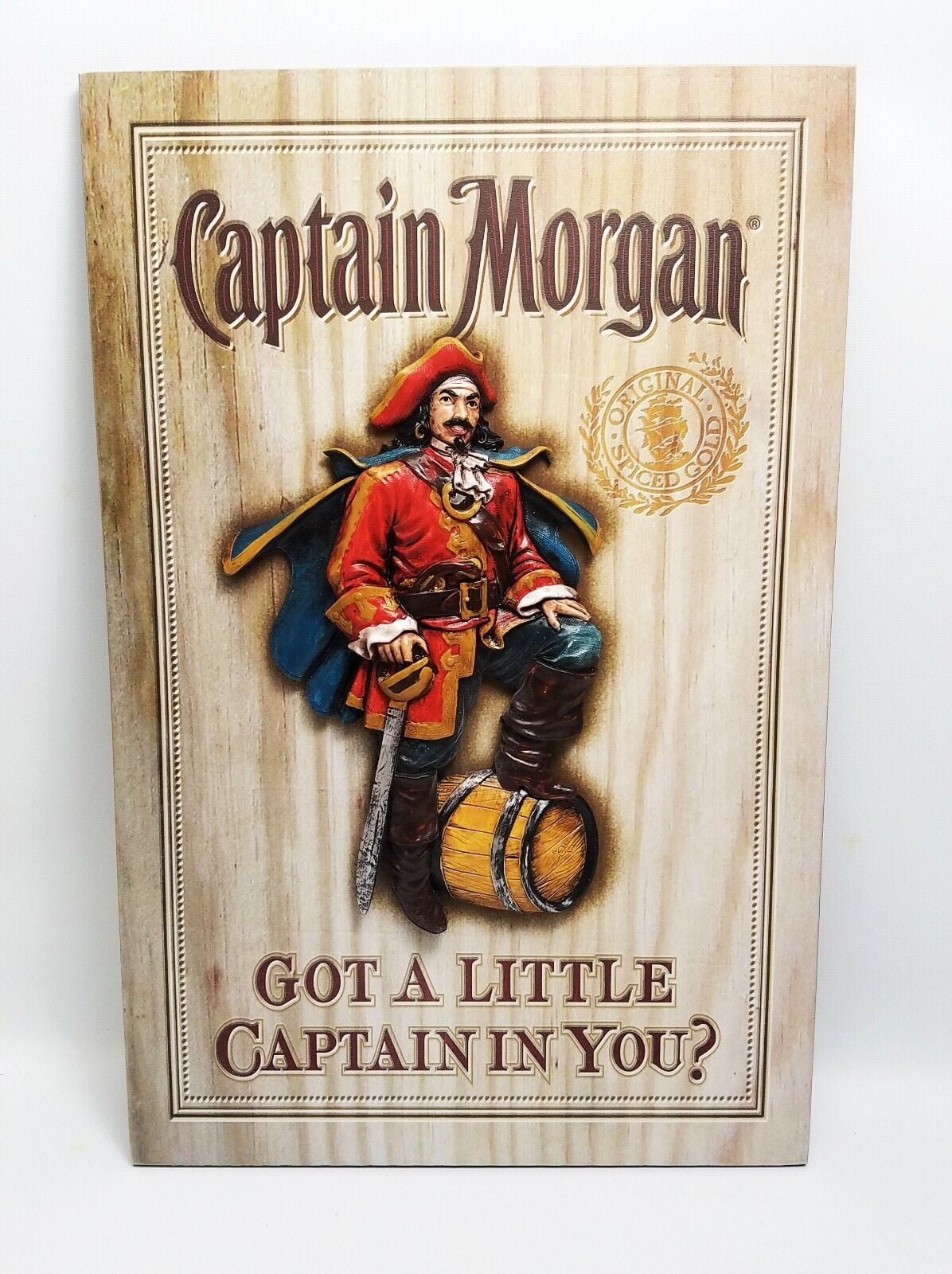 Captain Morgan 3D Sign - Handpainted Wood Laminate Plaque w/ Sawtooth ...