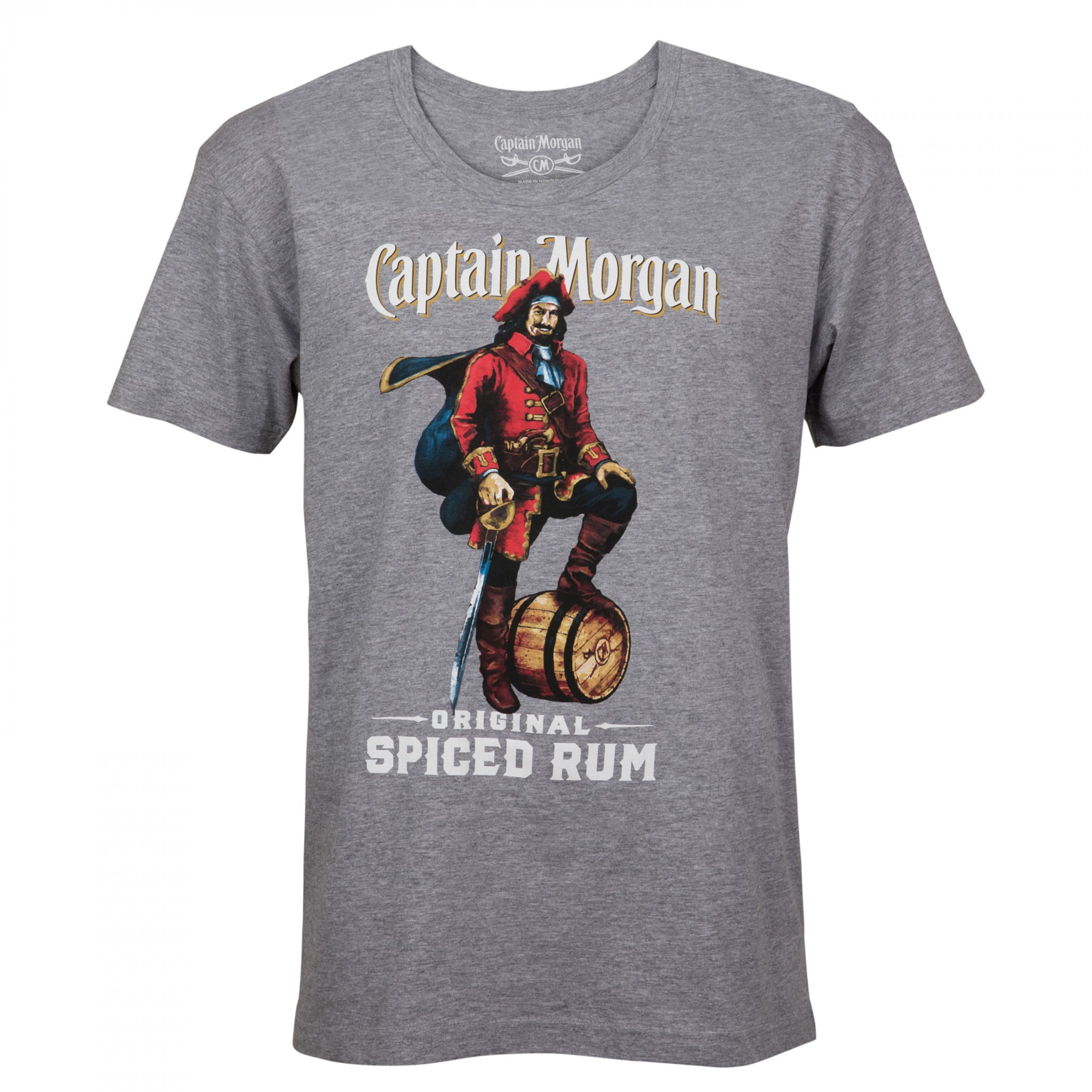 Captain Morgan Men's Grey T-Shirt, Iconic Logo, 3XL, Cotton Blend ...