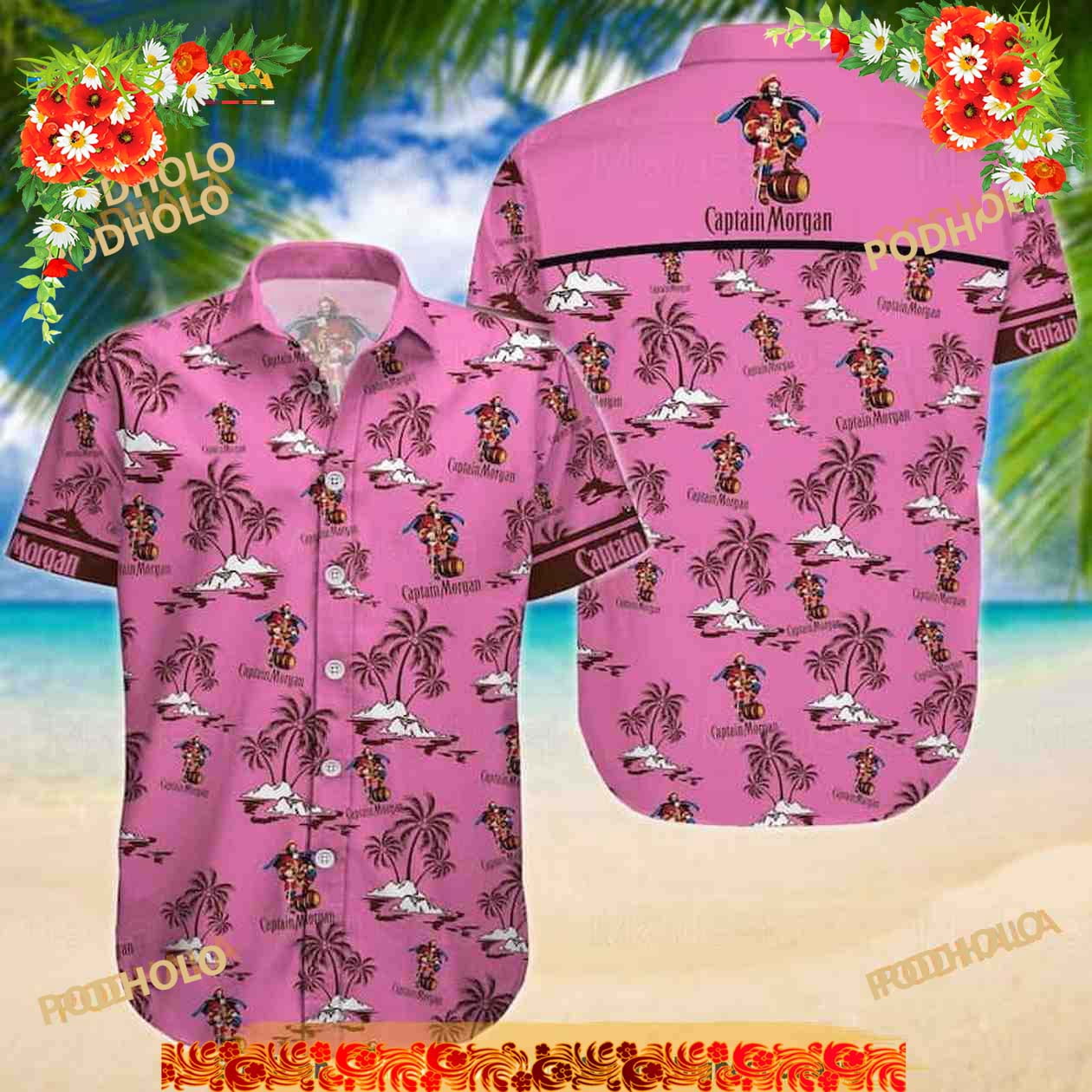Captain Morgan Hawaiian Shirt, Coconut Tree Pattern Summer Gift For ...