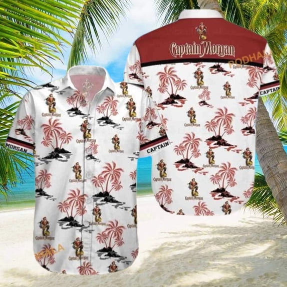 Captain Morgan Hawaiian Shirt Island Pattern Gift For Beach Lovers ...