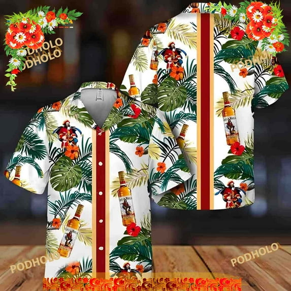 Captain Morgan Hawaiian Shirt, Palm Leaves Pattern All Over Print ...