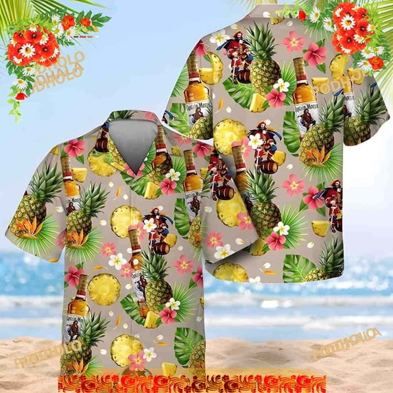 Captain Morgan Hawaiian Shirt, Pineapple Pattern Summer Beach Gift ...