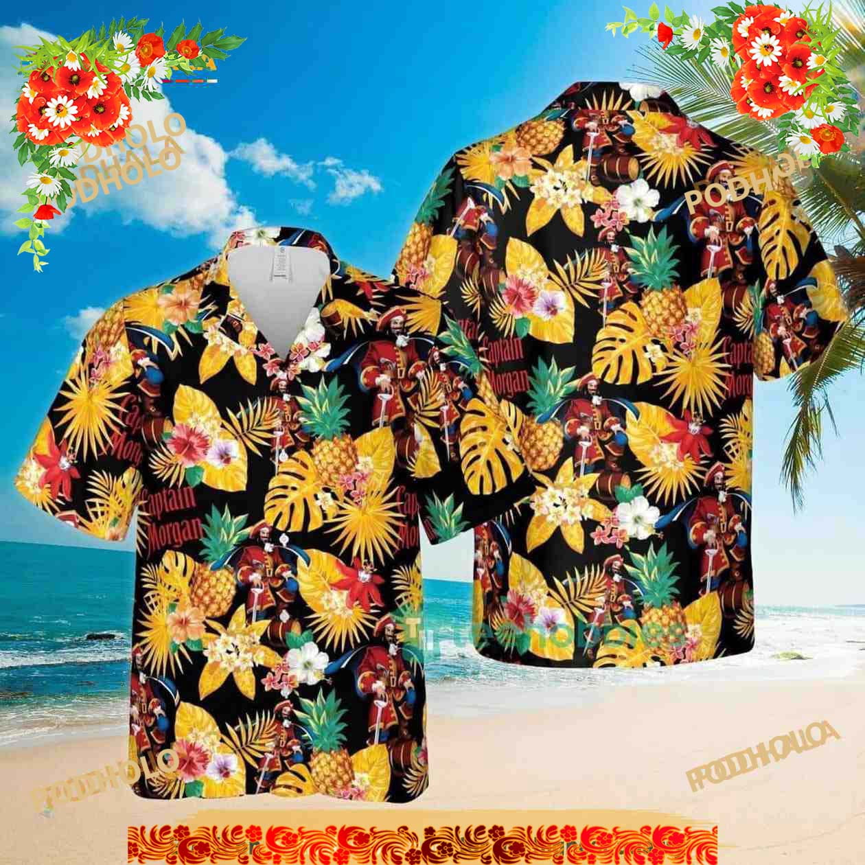 Captain Morgan Hawaiian Shirt, Tropical Pattern Gift For Beach Lovers ...