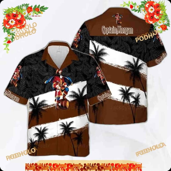 Captain Morgan Hawaiian Shirt, Tropical Pattern Summer Beach Gift ...