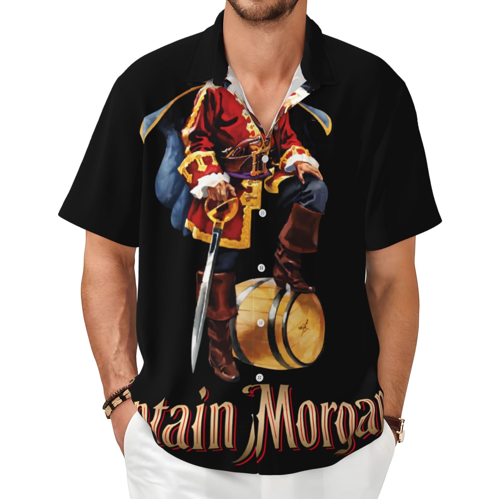 Captain Morgan Mens Regular-Fit Short Sleeve Casual Button Down Shirts ...