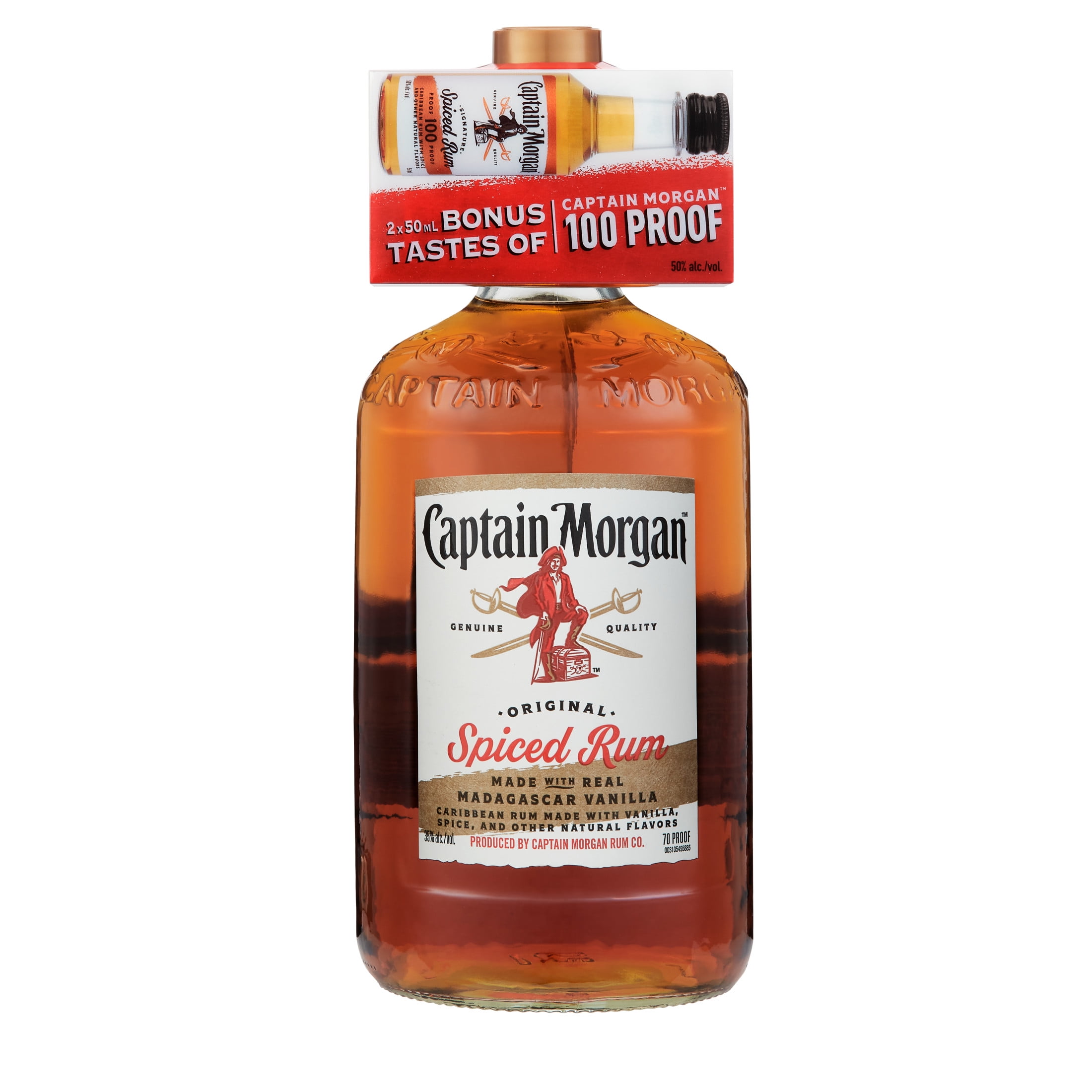 Captain Morgan Original Spiced Rum, 1.75 L Glass Bottle, 35% ABV, with ...