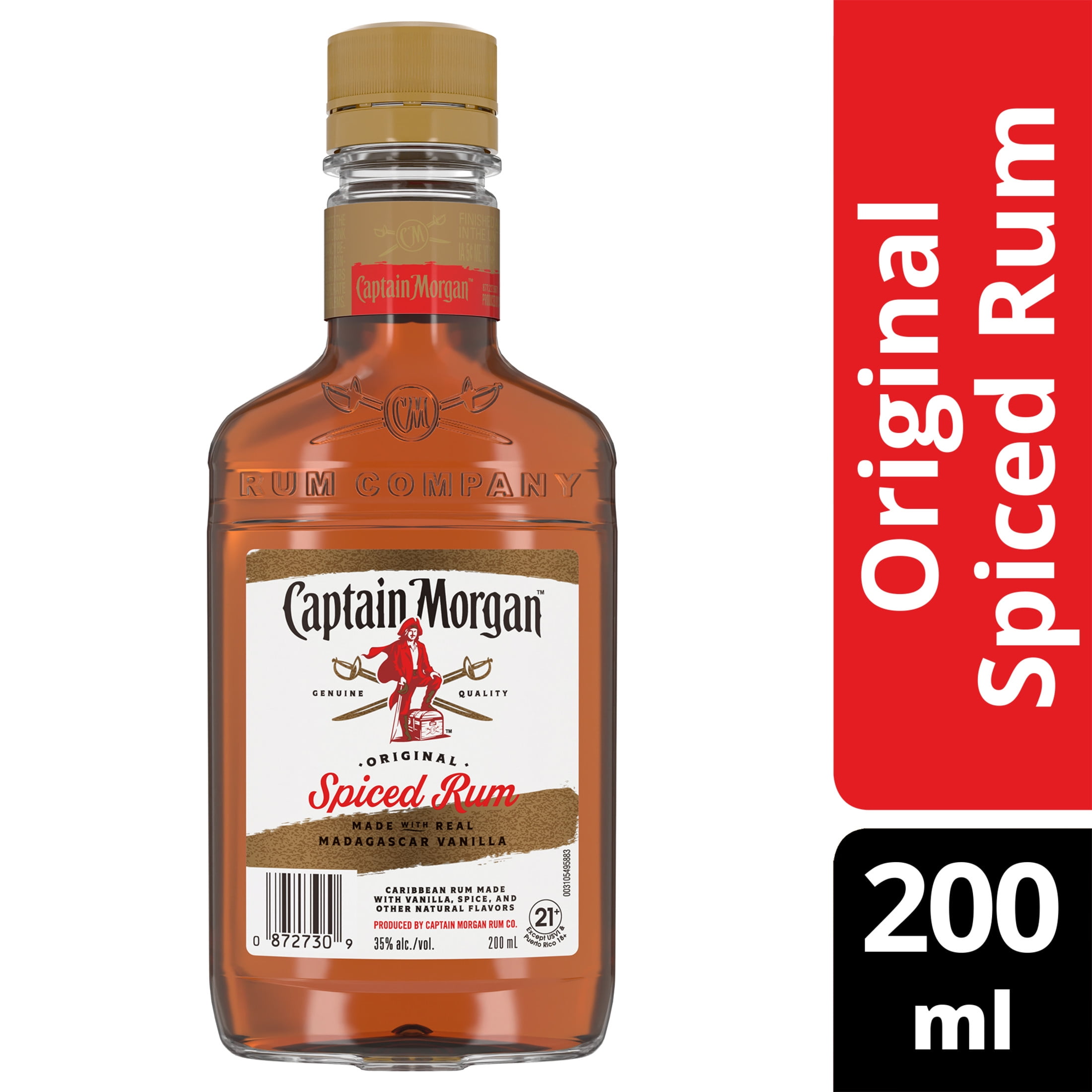 Captain Morgan Original Spiced Rum, 200 mL, 35% ABV - Walmart.com