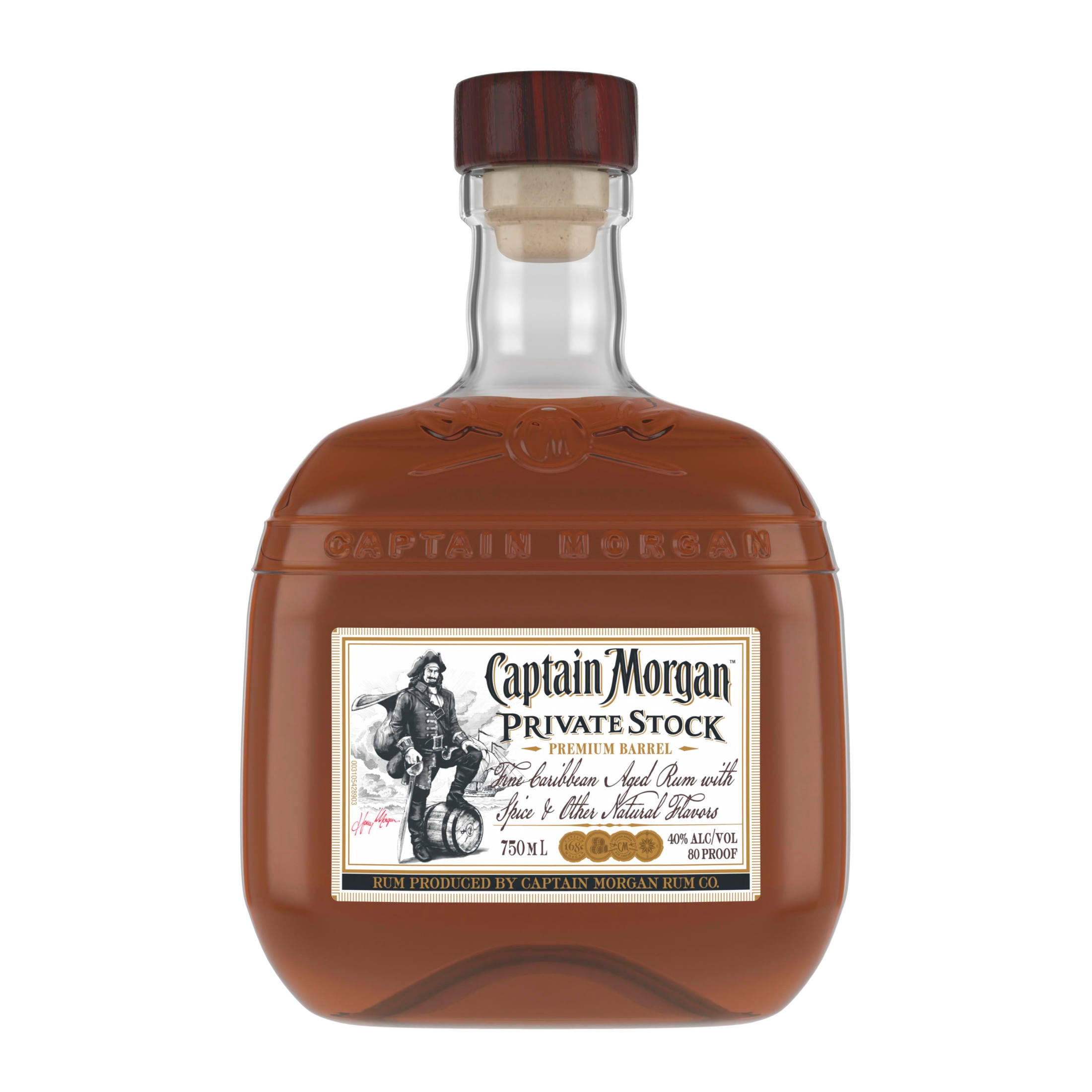 Captain Morgan Private Stock, 750 mL, 40% ABV, Rich Dark Spiced Spirit ...
