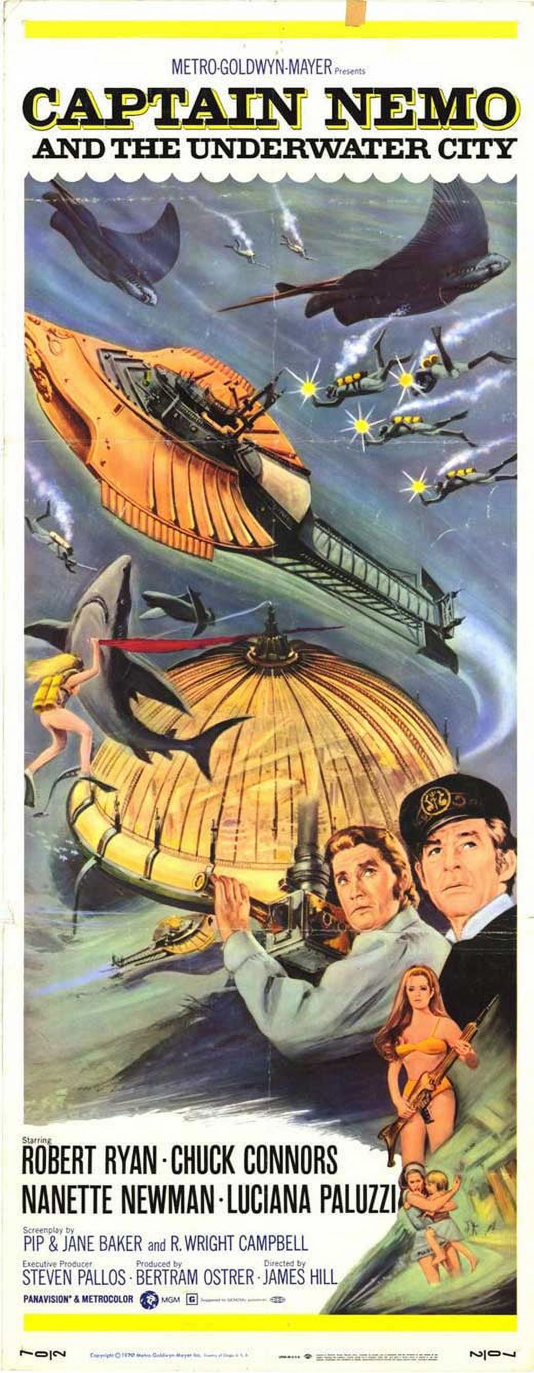 Captain Nemo and the Underwater City POSTER (14x36) (1969) (Insert ...