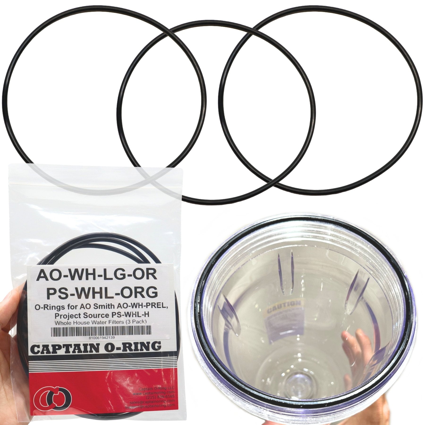 Captain O-Ring Replacement AO-WH-LG-OR O-Rings for AO Smith AO-WH-PREL Whole House Water Filter ...