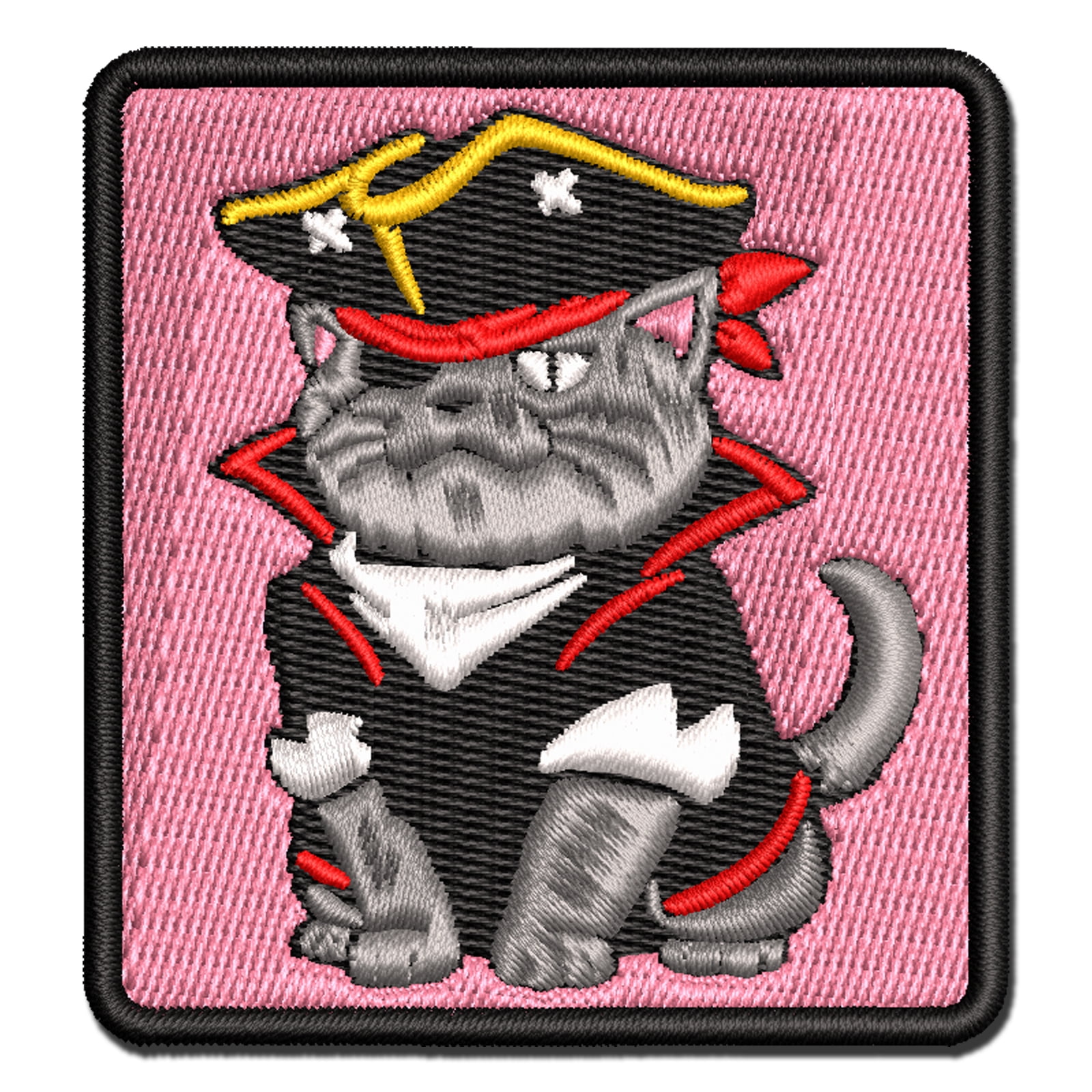 Captain Pirate Cat Applique Multi-Color Embroidered Hook & Loop Patch ...
