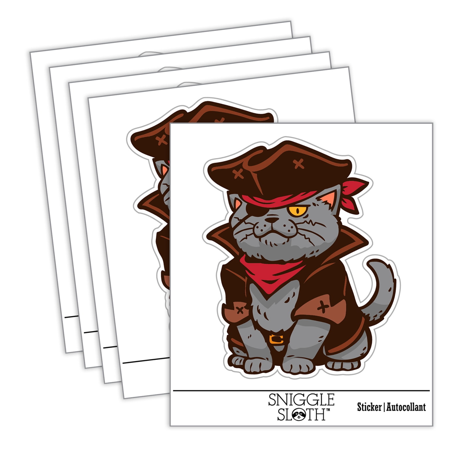 Captain Pirate Cat Car Window Bumper Water Bottle Phone Tablet Laptop ...