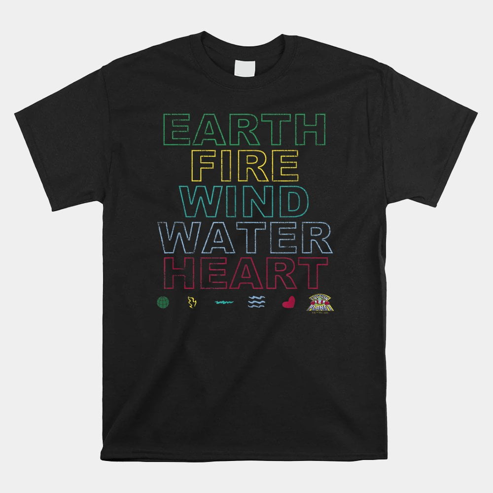 Captain Planet Earth Day Earth Wind Fire Water Heart Symbols Shirt ...