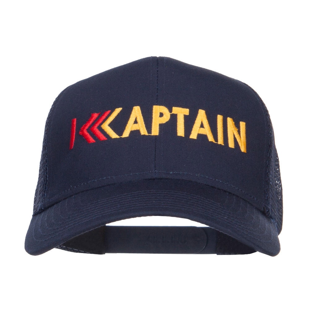 Captain Rank Logo Embroidered Mesh Cap - Navy OSFM - Walmart.com