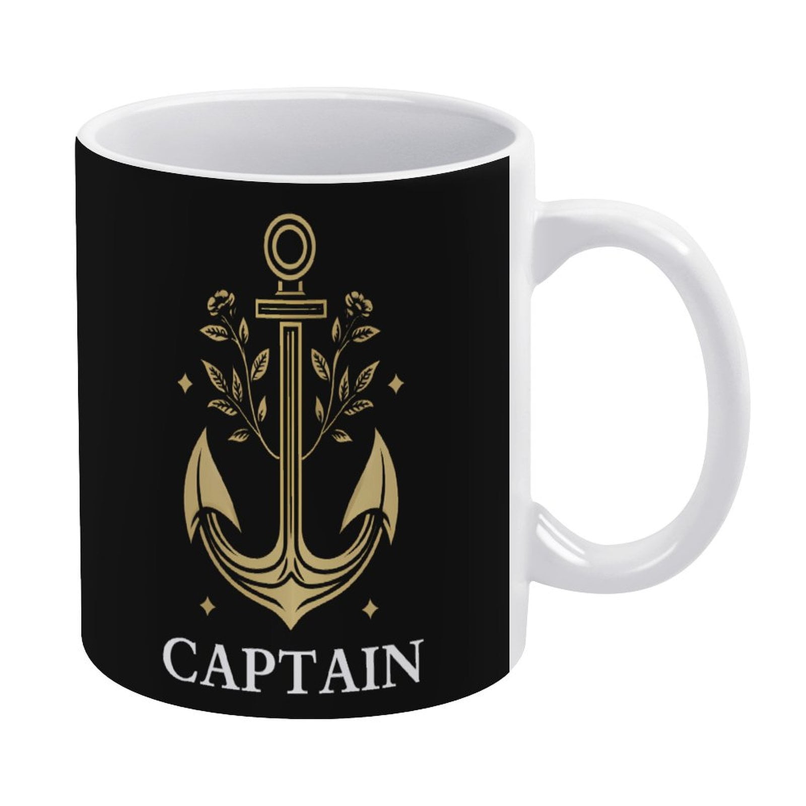 Captain - Sailor Anchor Sailing Boating Golden Rose 11oz Coffee Mug ...