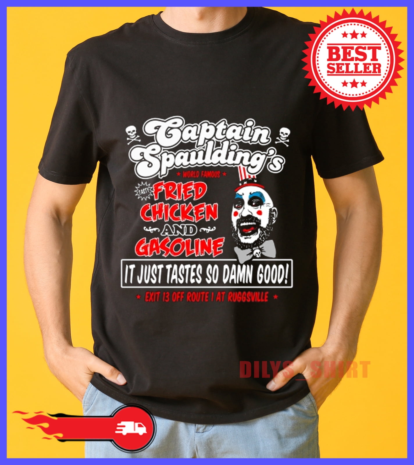 Captain Spaulding's Fried Chicken and Gasoline T-Shirt S-5XL - Walmart.com