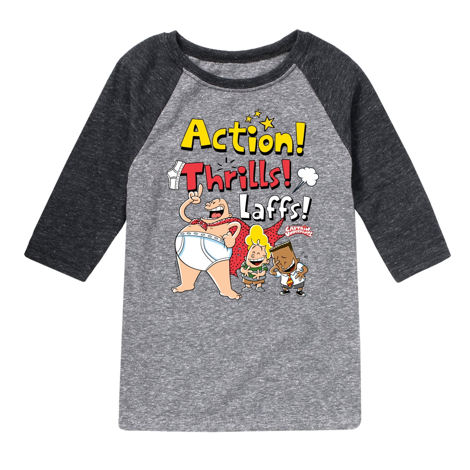 Captain Underpants - Action Thrills & Laffs - Toddler & Youth Raglan ...