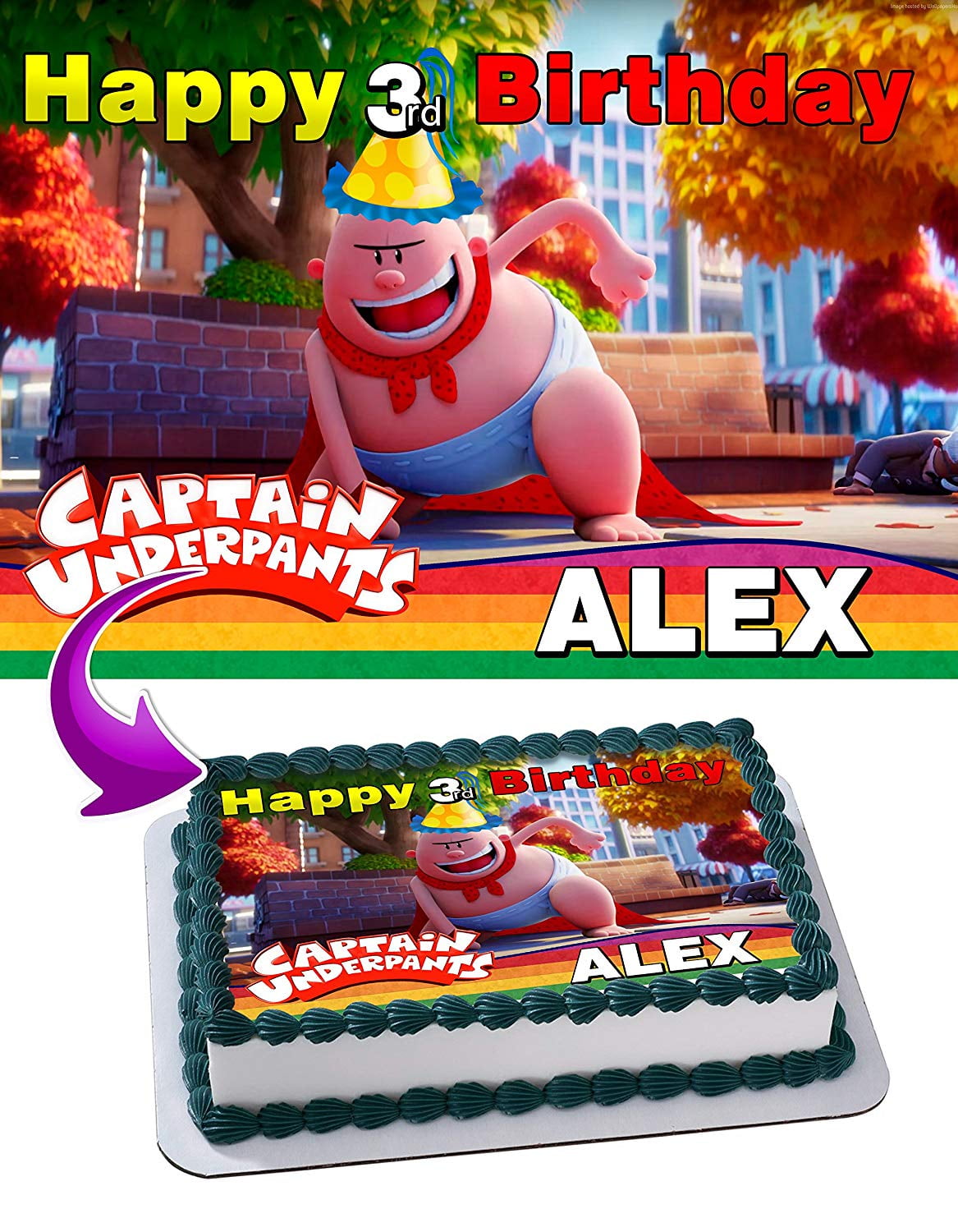 Captain Underpants Edible Cake Image Topper Personalized Birthday Party ...