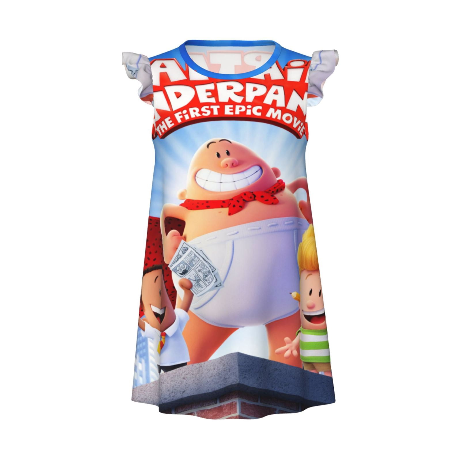 Captain Underpants Girls Nightgown Cute Printed Flutter Sleeve Pajamas ...