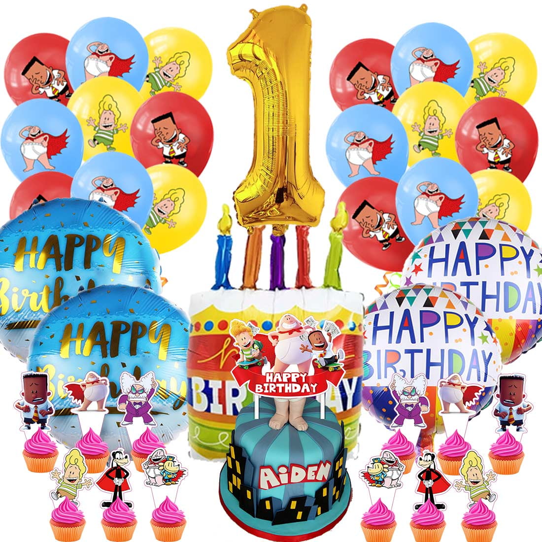 Captain Underpants Party Supplies 1st Decor Kit Balloons Birthday Cake ...