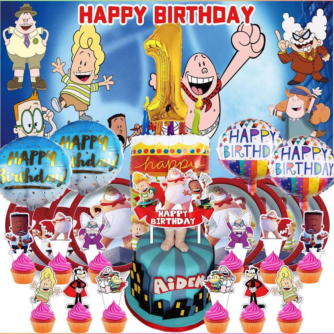 Captain Underpants Supplies Plates Decoration Backdrop Banner Birthday ...