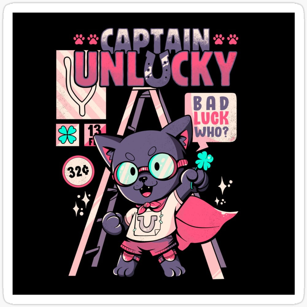 Captain Unlucky Sticker Phone Decal Water Bottle Stickers Car Decals ...