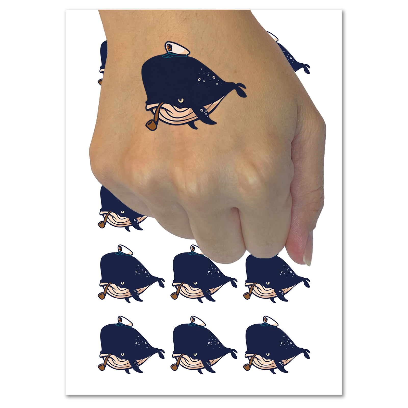 Captain Whale of the Salty Sea Water Resistant Temporary Tattoo Set ...