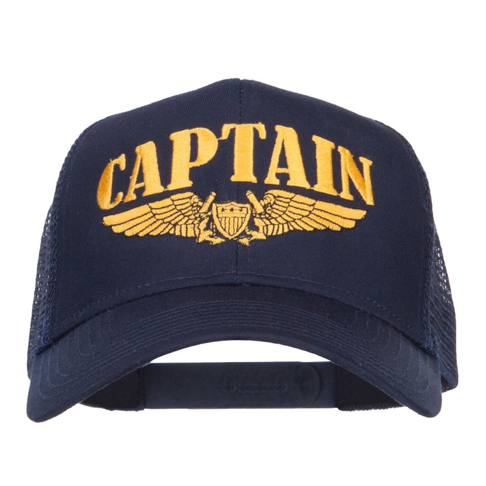 Captain Wing Logo Embroidered Mesh Cap - Navy OSFM - Walmart.com