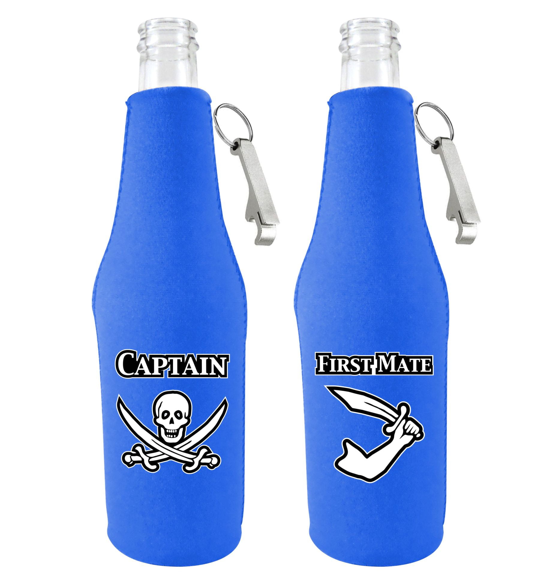 Captain and First Mate Beer Bottle Coolies (Royal Blue With Opener ...