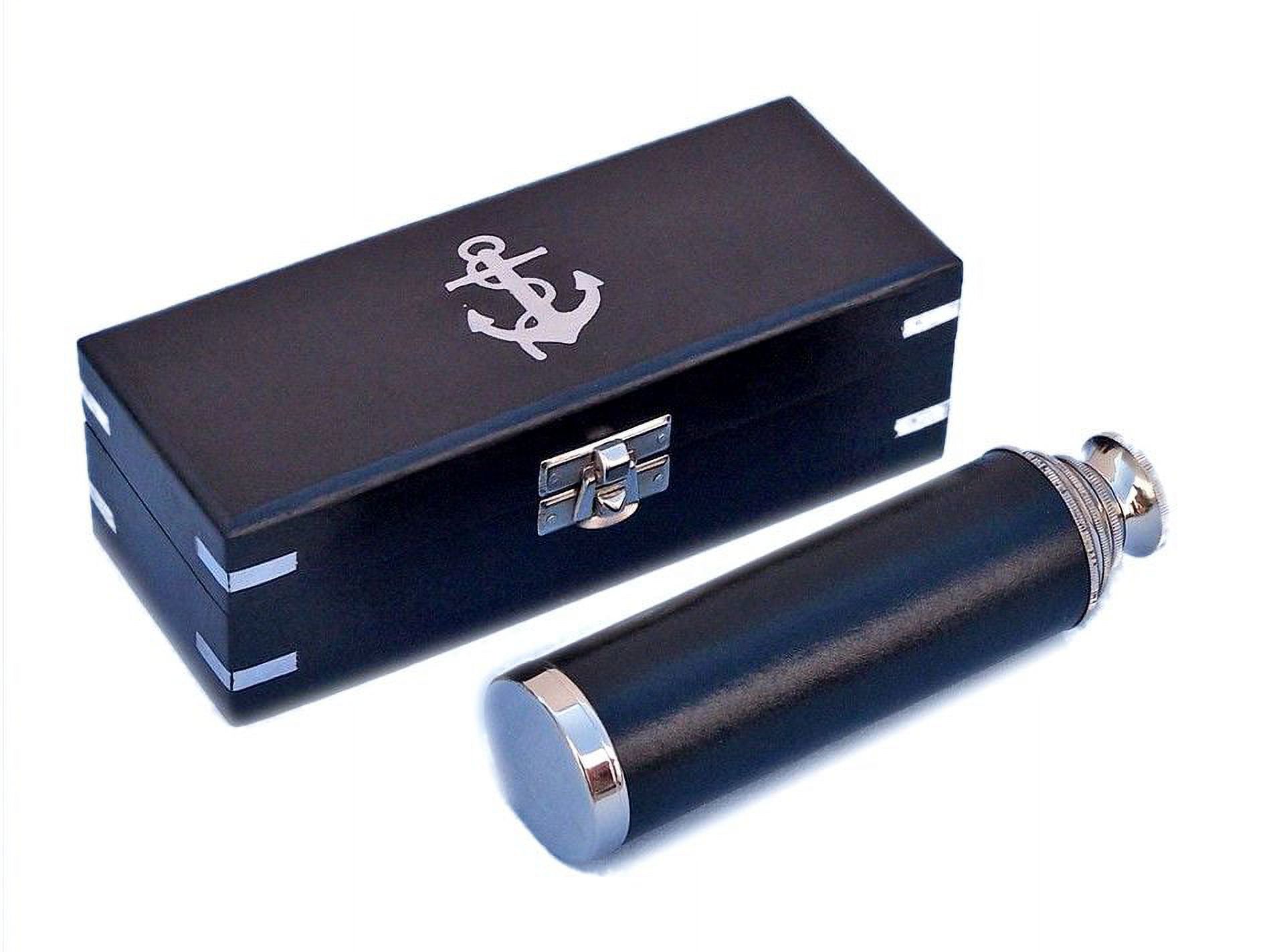 Captain's Chrome - Leather Spyglass Telescope 14" with Black Rosewood ...