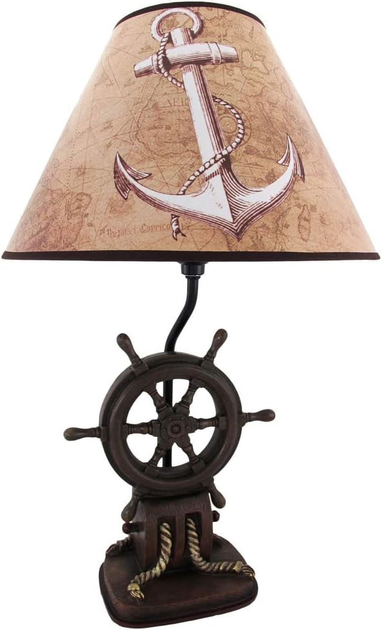 Captain's Destiny: Nautical Ship's Wheel Resin Table Lamp with Print ...