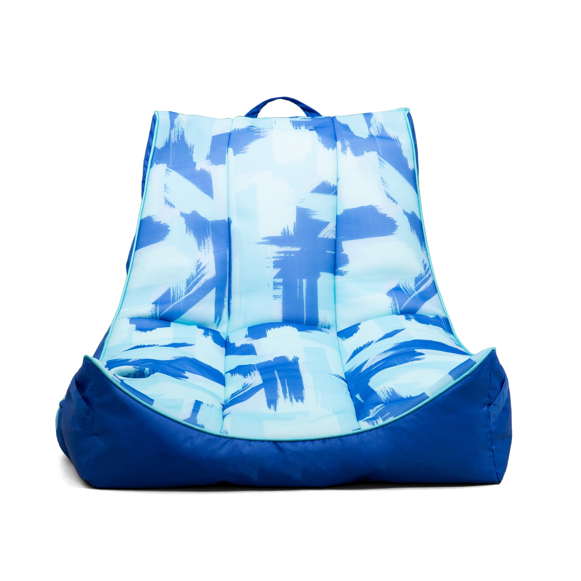 Big Joe Captain's Float No Inflation Needed Pool Lounger with Drink Holder, Paintbrush Blue ...