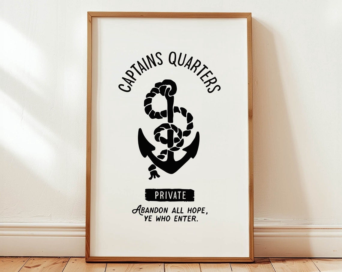 Captains Quarters Print Funny Bathroom Art Retro Funny Bathroom Wall ...