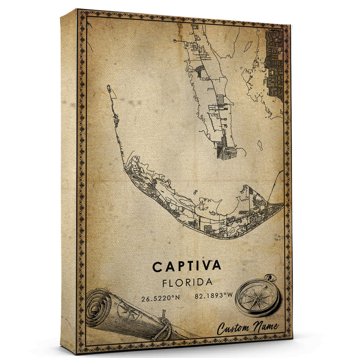 Captiva Map Poster, Florida Map Art Poster, Canvas, Captiva Map City ...
