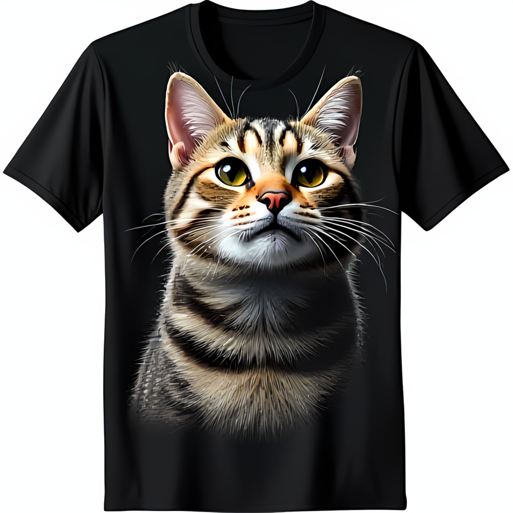Captivating Black T-Shirt with Striking Tabby Cat Graphic for Cat ...