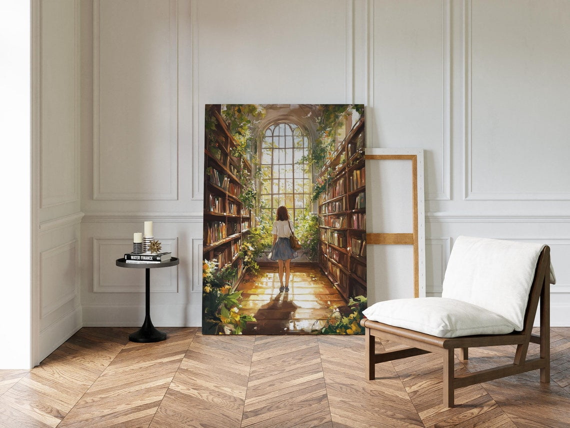 Captivating Wall Art Of A Sunlit Botanical Library - Perfect For Book ...