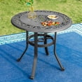 Captive Designs Outdoor Patio Retro Round Cast Aluminum Dining Table ...