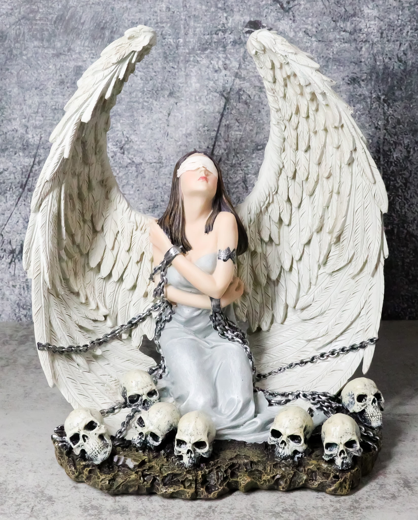 Captive Spirits Blindfolded Purity Angel Tied In Chains By Skulls ...