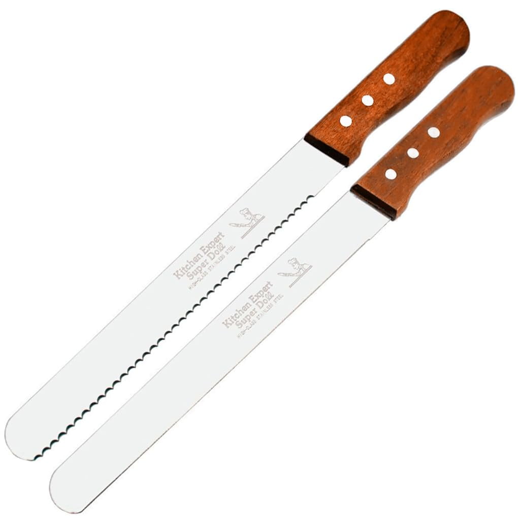 Captoola 10 Inch Stainless Steel Serrated Bread Slice Knife Wood Handle Serrated Knife for ...