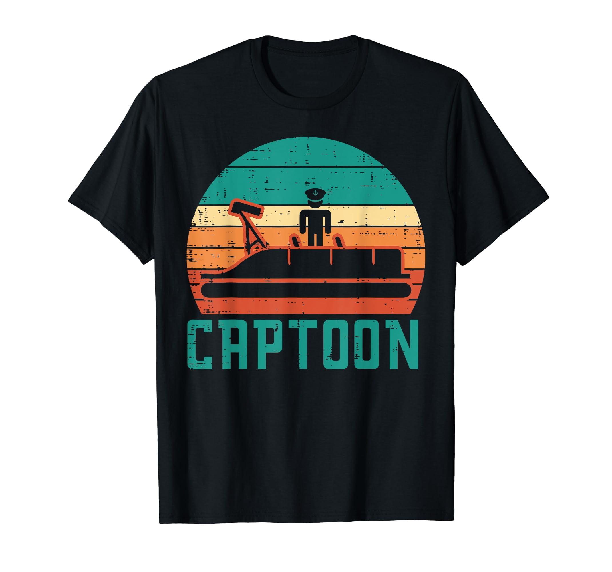 Captoon Boat Sunset Retro Pontoon Captain Men Boys Kid Women T-Shirt ...