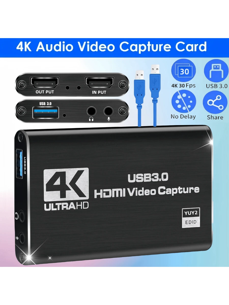 Capture Card Switch, Video Game Capture Card 4K 1080P 60FPS,To USB 3.0 ...