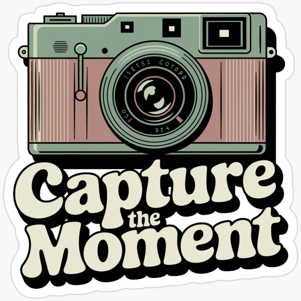 Capture The Moment Retro Camera Stickerphone Decal Water Bottle ...