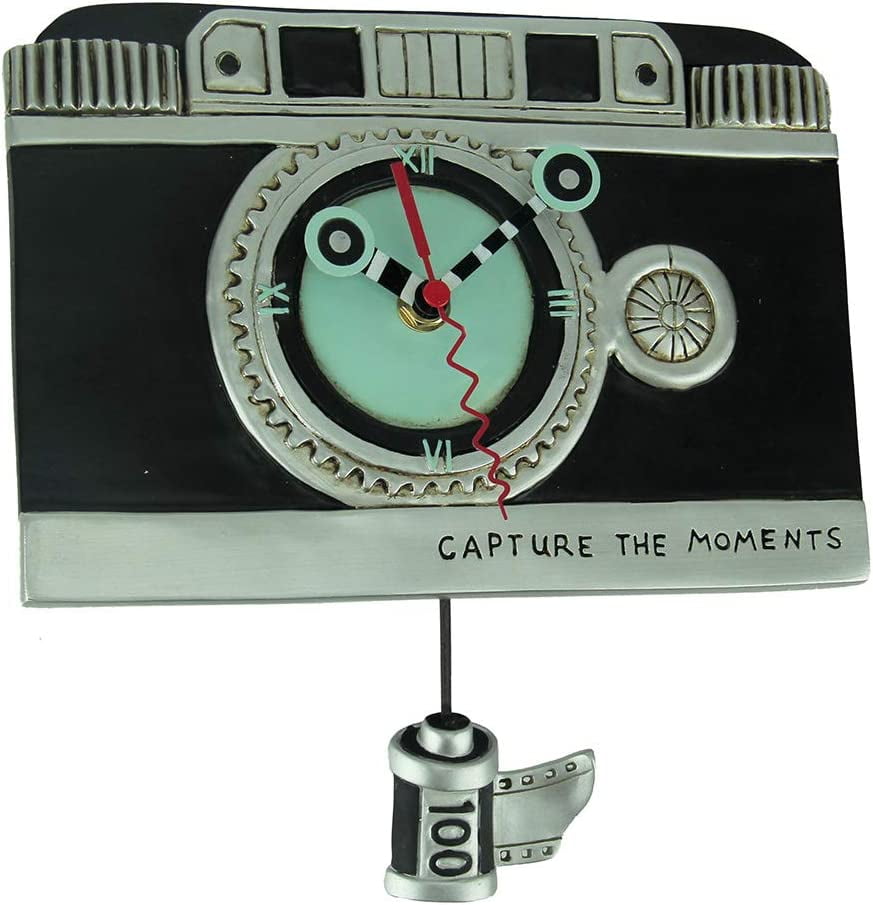 Capture The Moments Vintage Camera Sculpted Pendulum Wall Clock, 9.5 ...