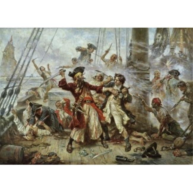 Capture of The Pirate Blackbeard, 1718, Jean Leon Gerome Ferris, (1863 ...
