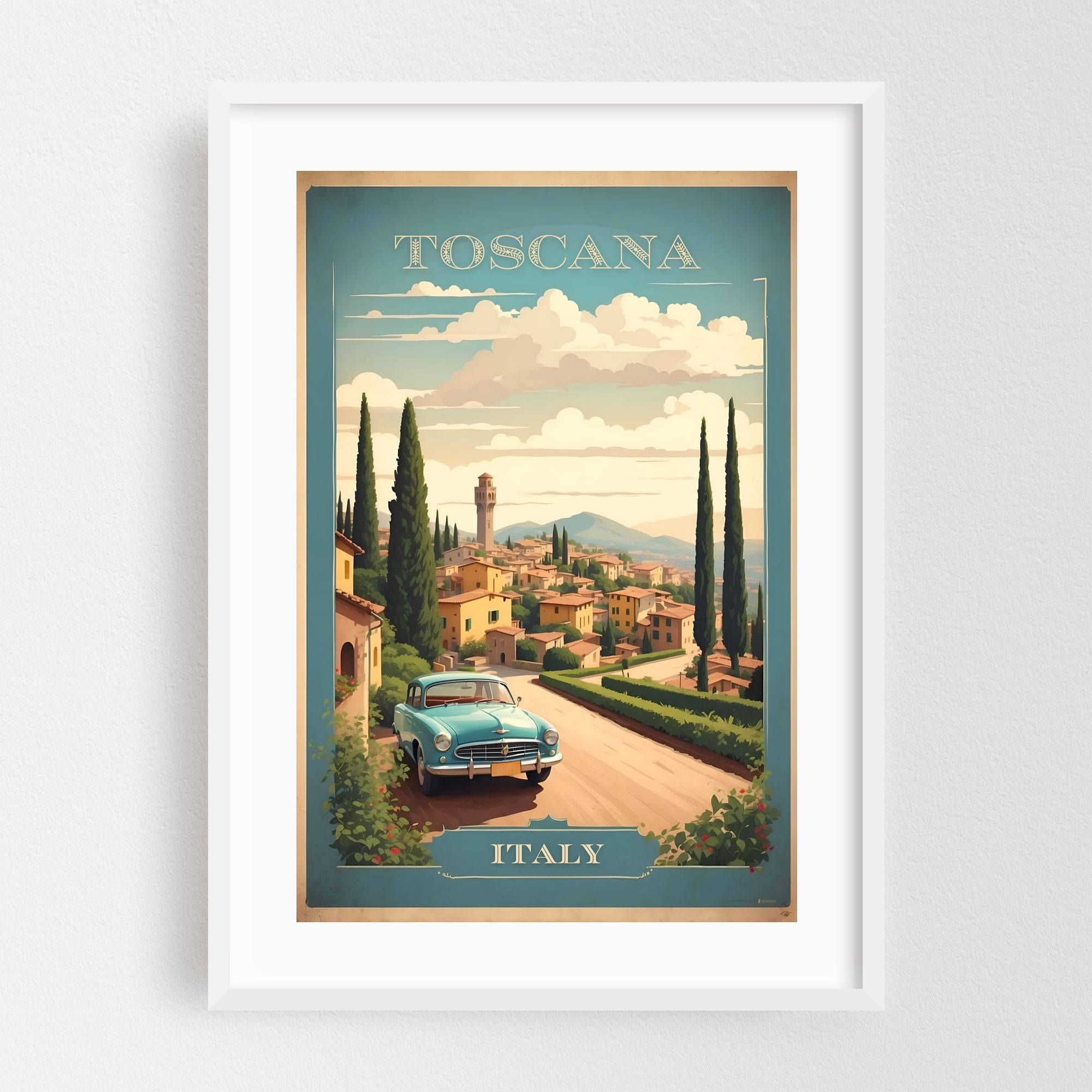 Capturing Toscana's Beauty: Vintage Retro Travel Art - Tuscany Italy ...