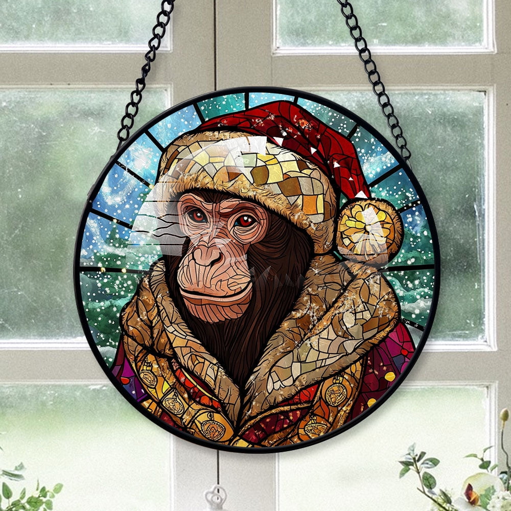 Capuchin Monkey Ornament Christmas 2025, Capuchin Monkey Stained Glass ...